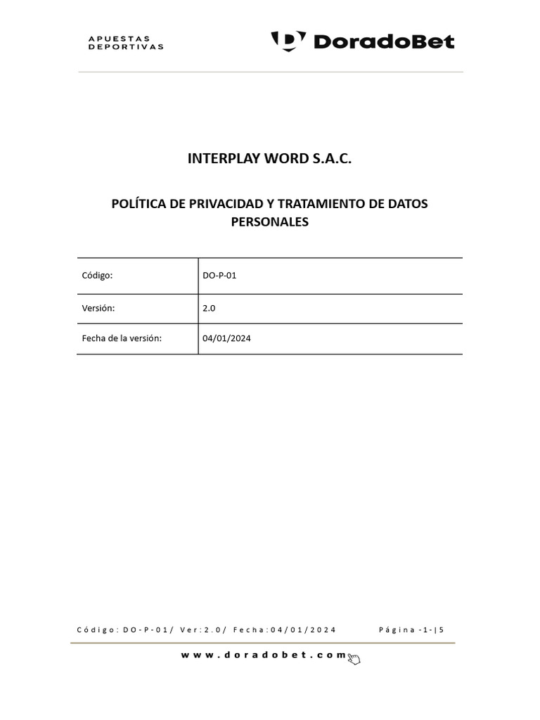 Política de Privacidad DoradoBet | PDF | Documento de identidad | Política de privacidad