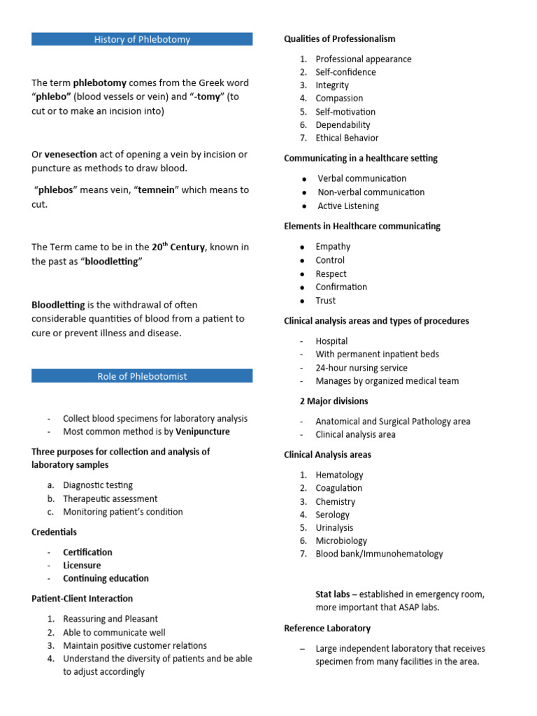 History of Phlebotomy | PDF | Health Care | Medical Specialties