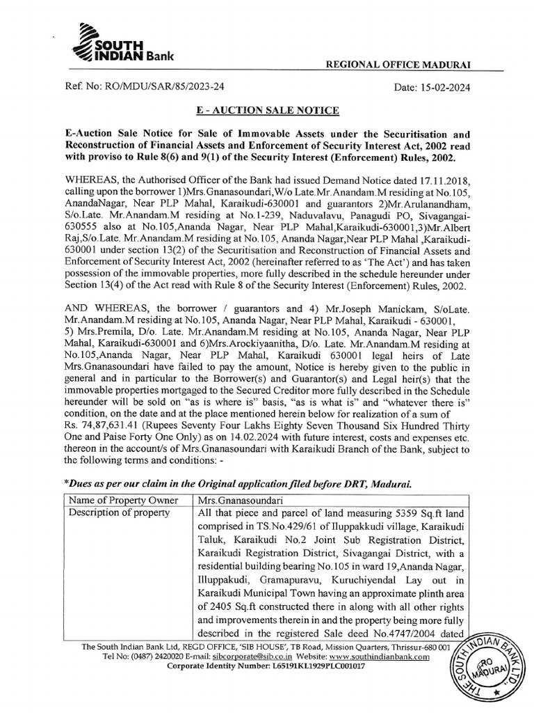 E-Auction Sale Notice Scanned | PDF