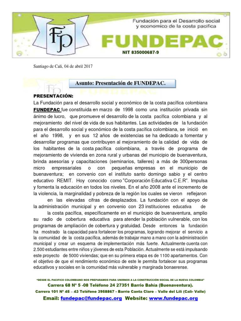 FUNDEPAC oferta institucional | PDF | Colombia | Economias