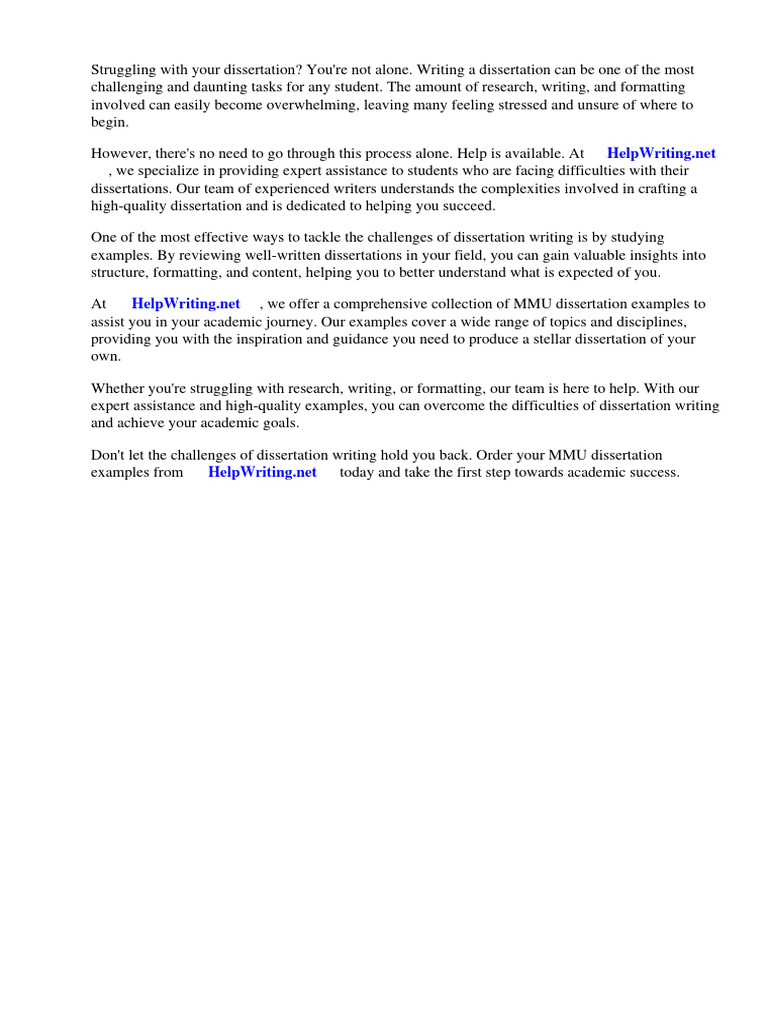 Mmu Dissertation Examples | Download Free PDF | Thesis | Nursing