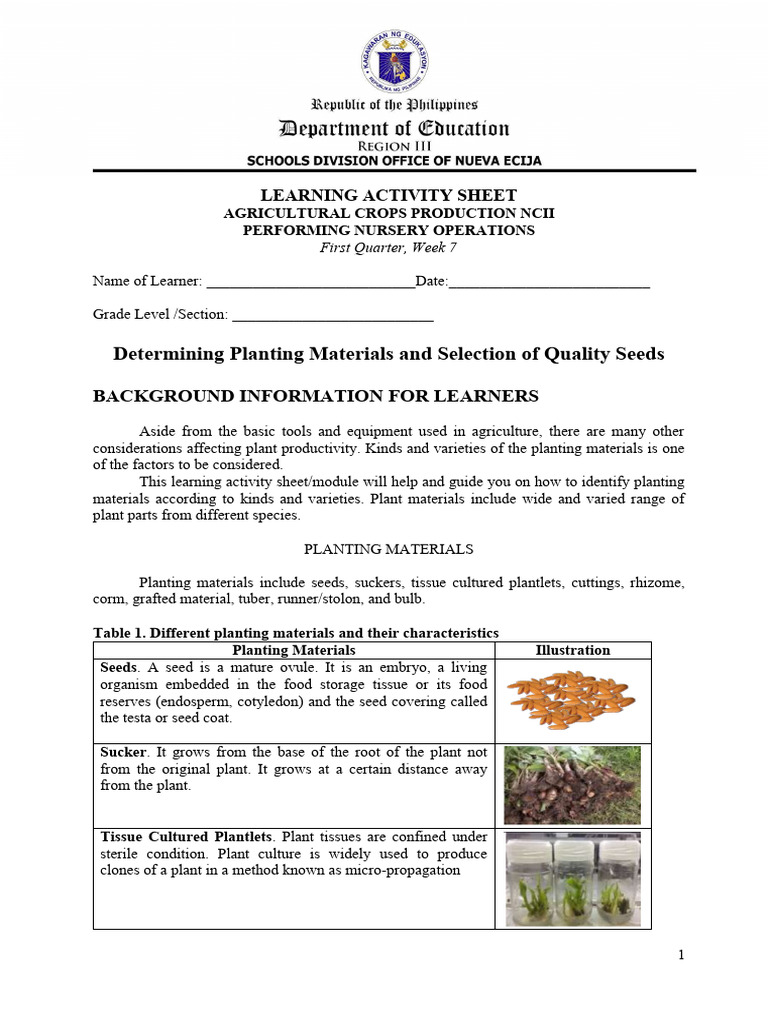 Selecting Quality Planting Materials | PDF | Seed | Organisms