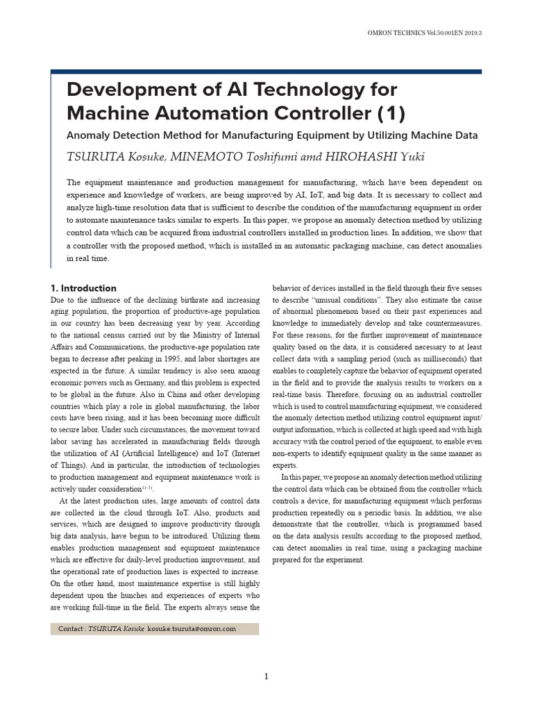 AI Technology For Machine Automation Controller 1 - OMT - Vol50 - 001 | PDF | Outlier ...