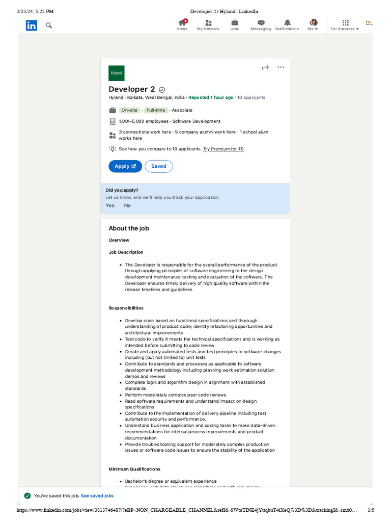 Developer 2 - Hyland - LinkedIn | PDF | Computer Programming | Automation