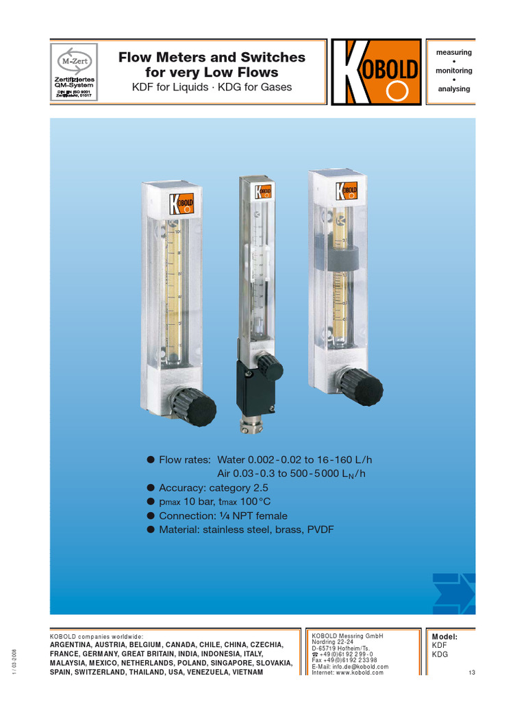 Kobold Flow Meters | PDF | Valve | Flow Measurement
