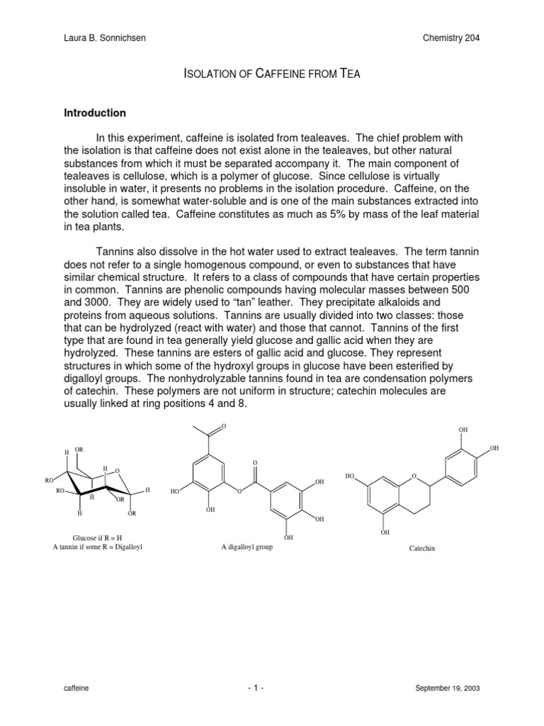 Isolation of Caffeine From Tea | PDF | Filtration | Acid