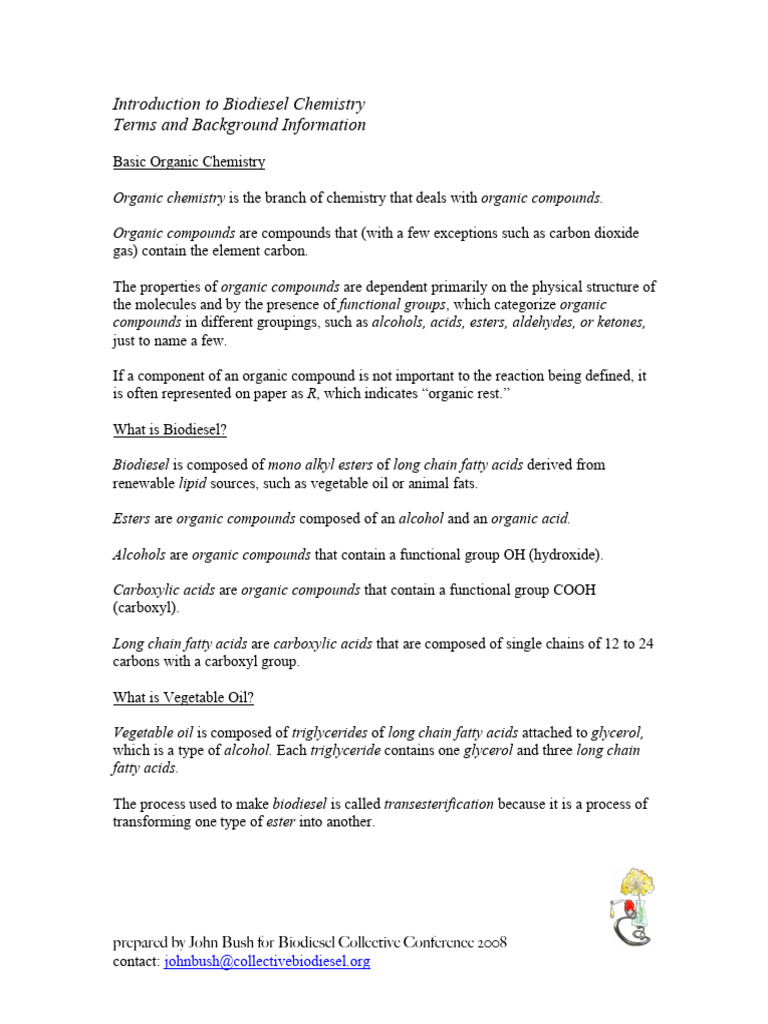 Introduction To Biodiesel Chemistry Terms and Background Information | PDF | Ester | Carboxylic Acid