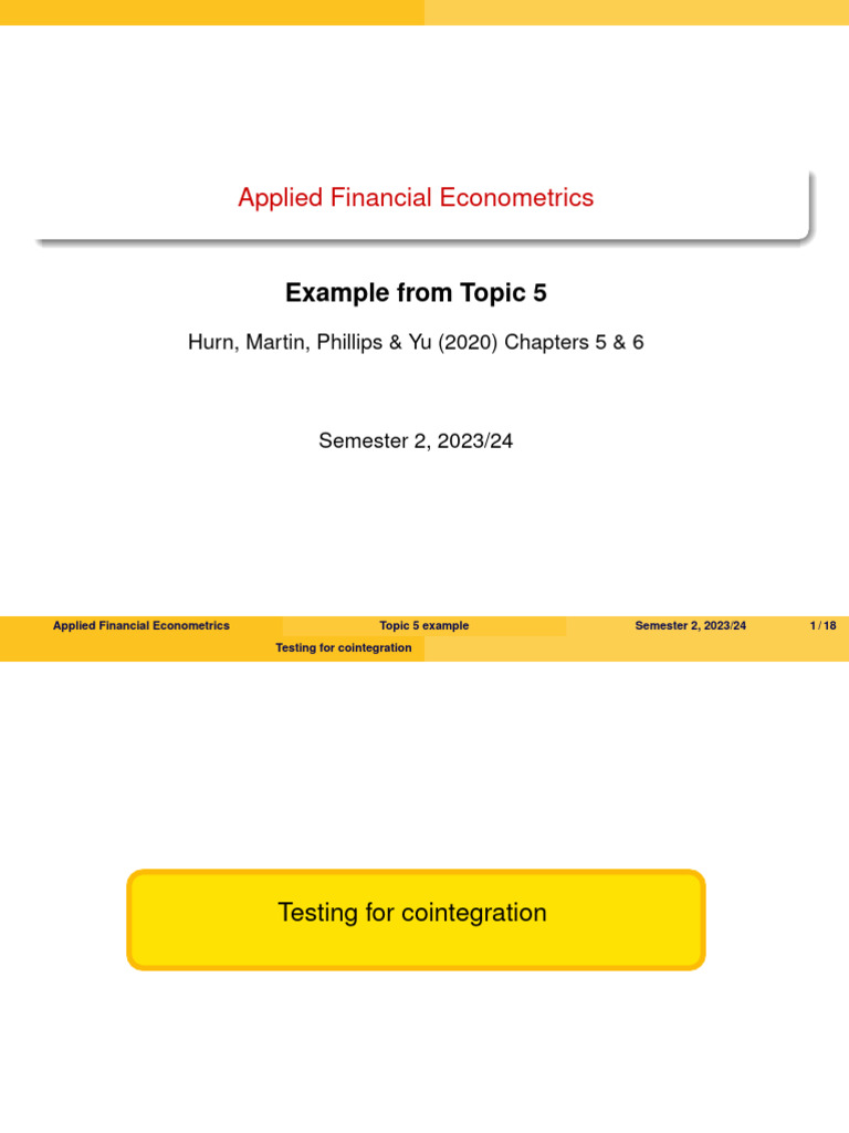 Topic5 Coint Example | PDF | Econometrics | Matrix (Mathematics)