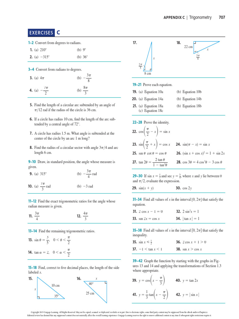 Matc0a1 Appendix C Exercises | PDF | Trigonometric Functions | Angle