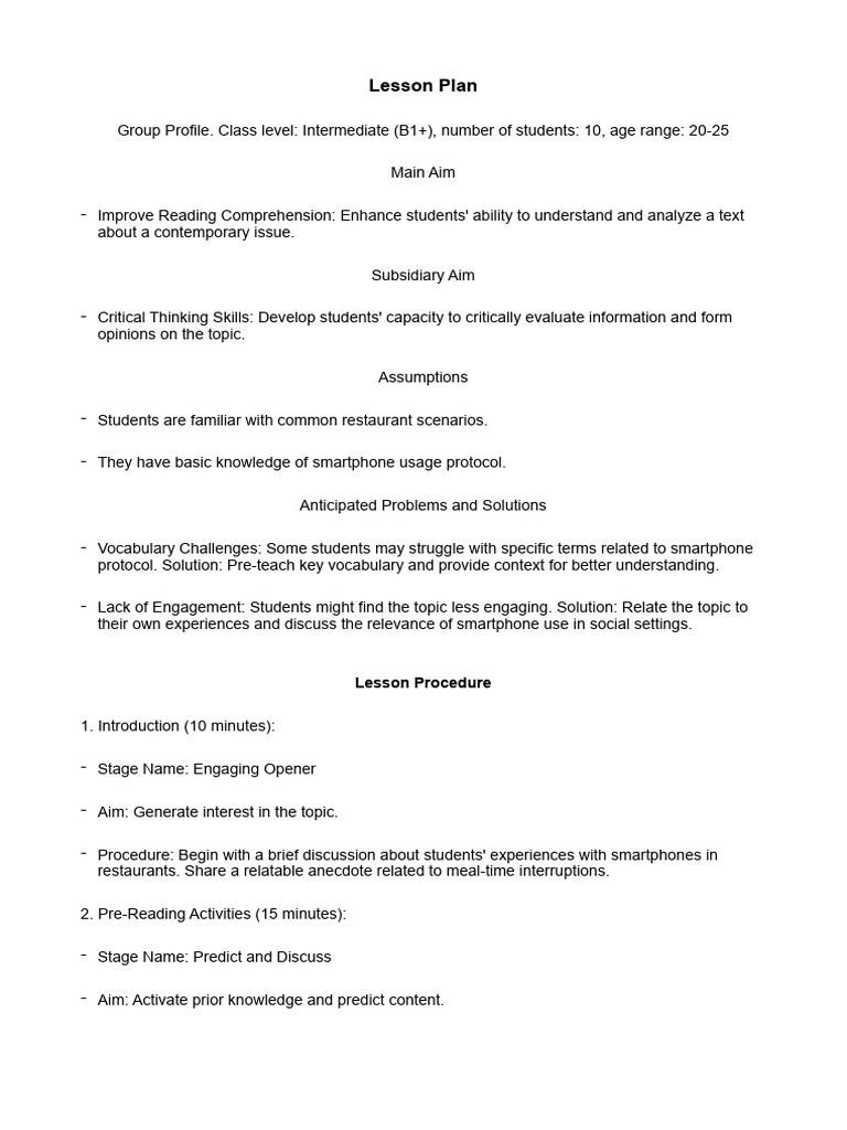DELTA Lesson Plan | PDF | Reading Comprehension | Cognitive Science
