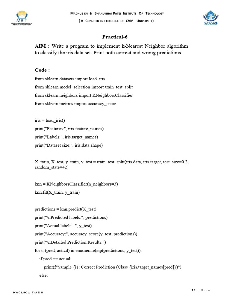 Aiml Prac 6-12 | PDF | Algorithms And Data Structures | Statistical Data Types