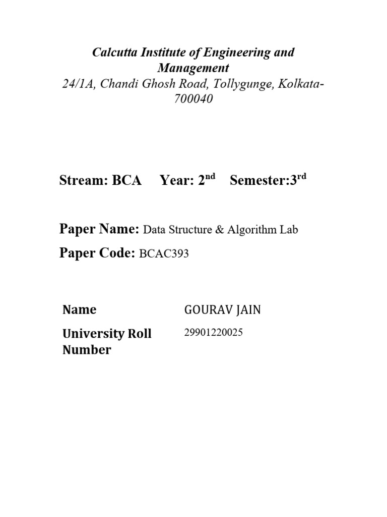Lab Assignment - V (Bcac393) | PDF | Queue (Abstract Data Type) | Computer Science