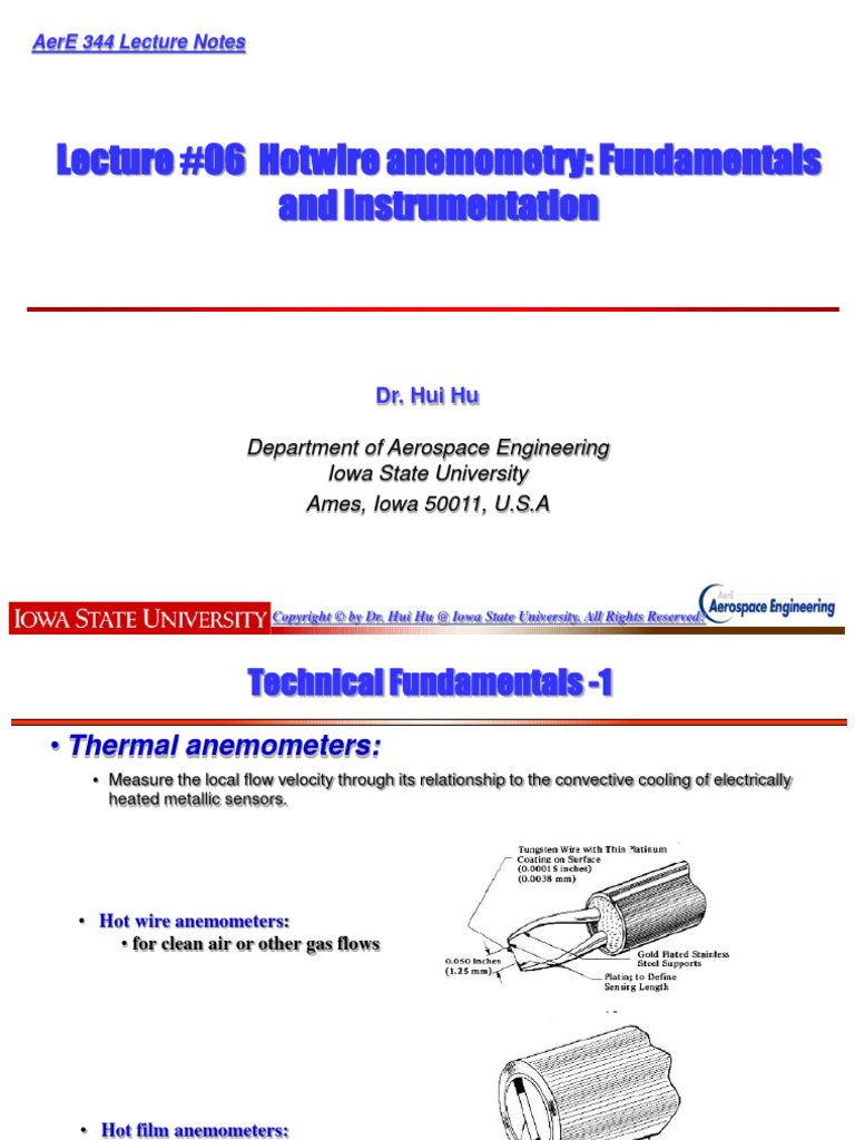 AerE344 Lecture 06 Hotwire Anemometry and Airfoil Lab | PDF | Convection | Airfoil