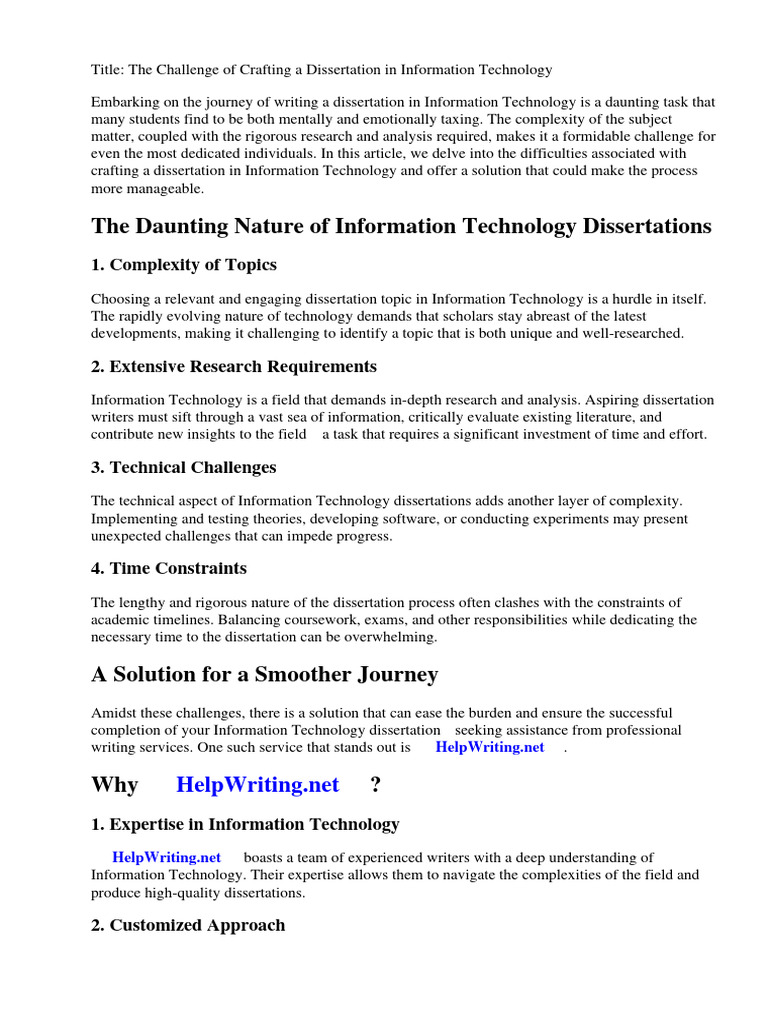 Dissertation Topic Ideas Information Technology | PDF | Forecasting ...