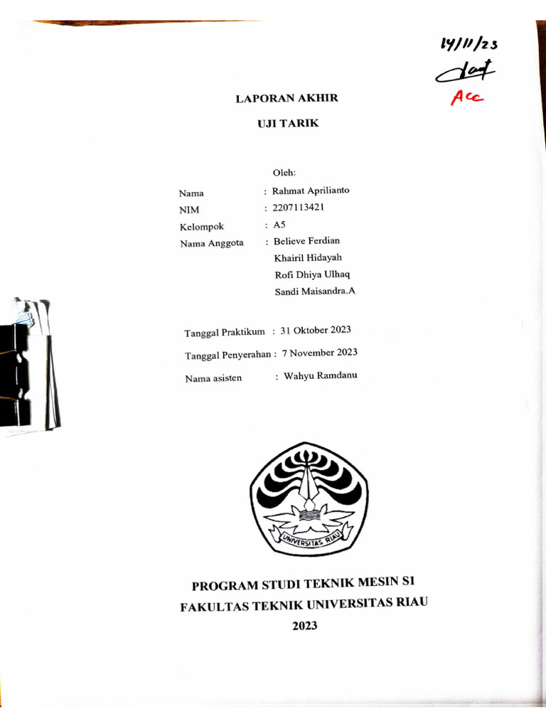 Laporan Uji Tarik (Material Teknik) | PDF Laporan Uji Tarik (Material Teknik) | PDF