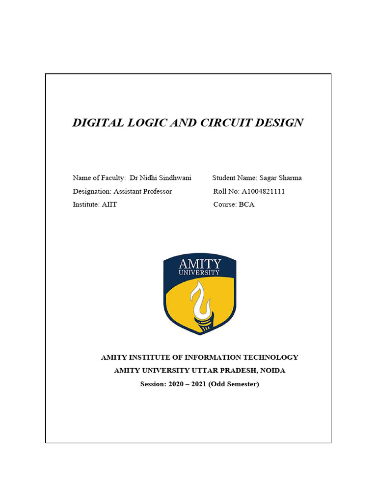 Digital Logics and Circuit Design - Practical File | PDF | Digital ...