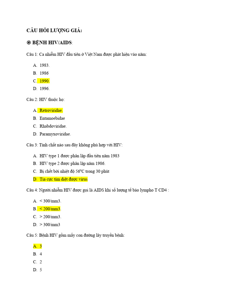 Câu Hỏi Lượng Giá | PDF