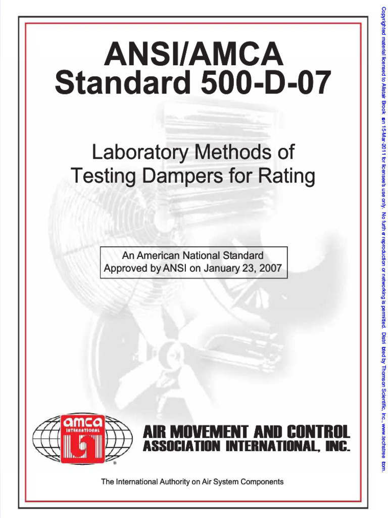 AMCA Standard 500-D-07 Overview | PDF
