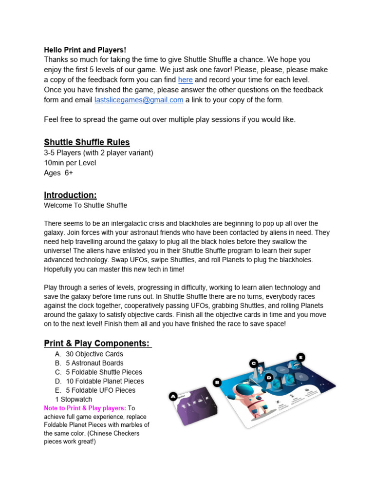 Shuttle Shuffle PNP Rules | PDF | Unidentified Flying Object ...