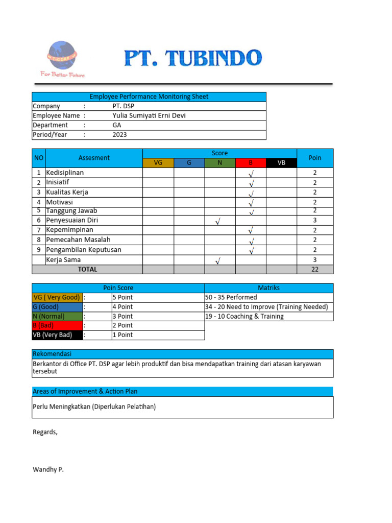 Form Penilaian Karyawan | PDF