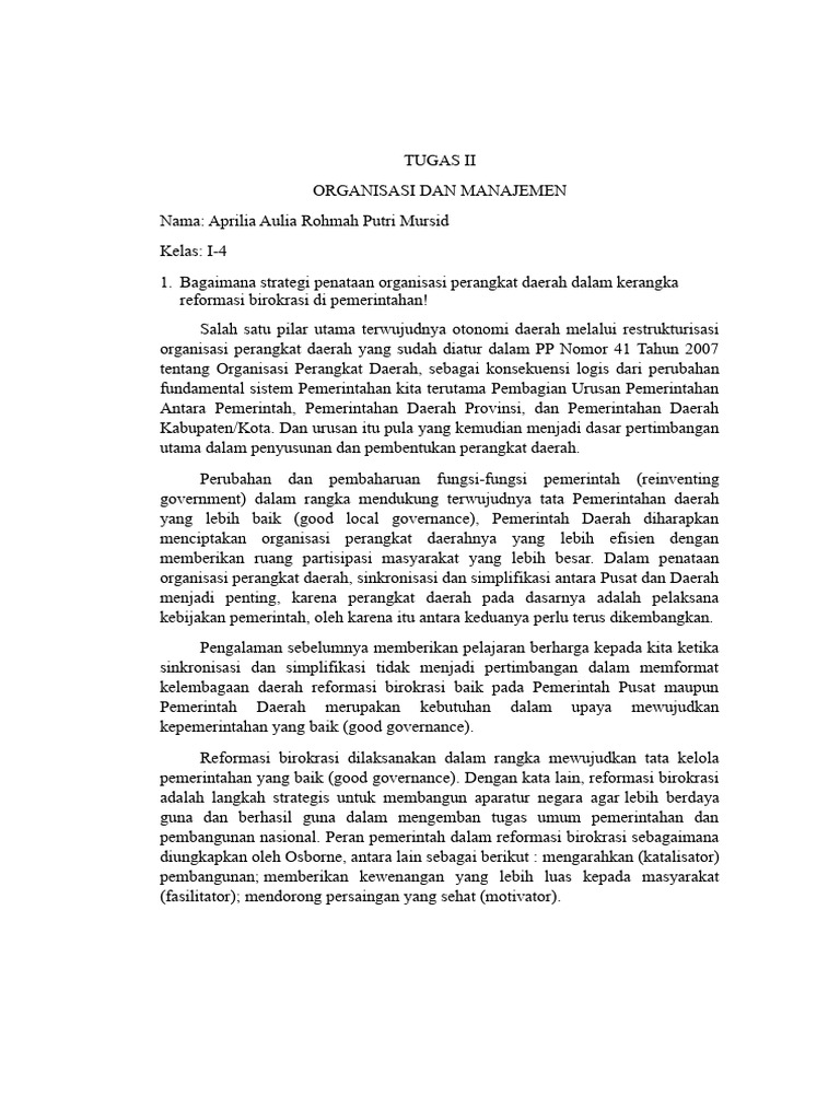 Tugas Ii Organisasi Dan Manajemen | PDF