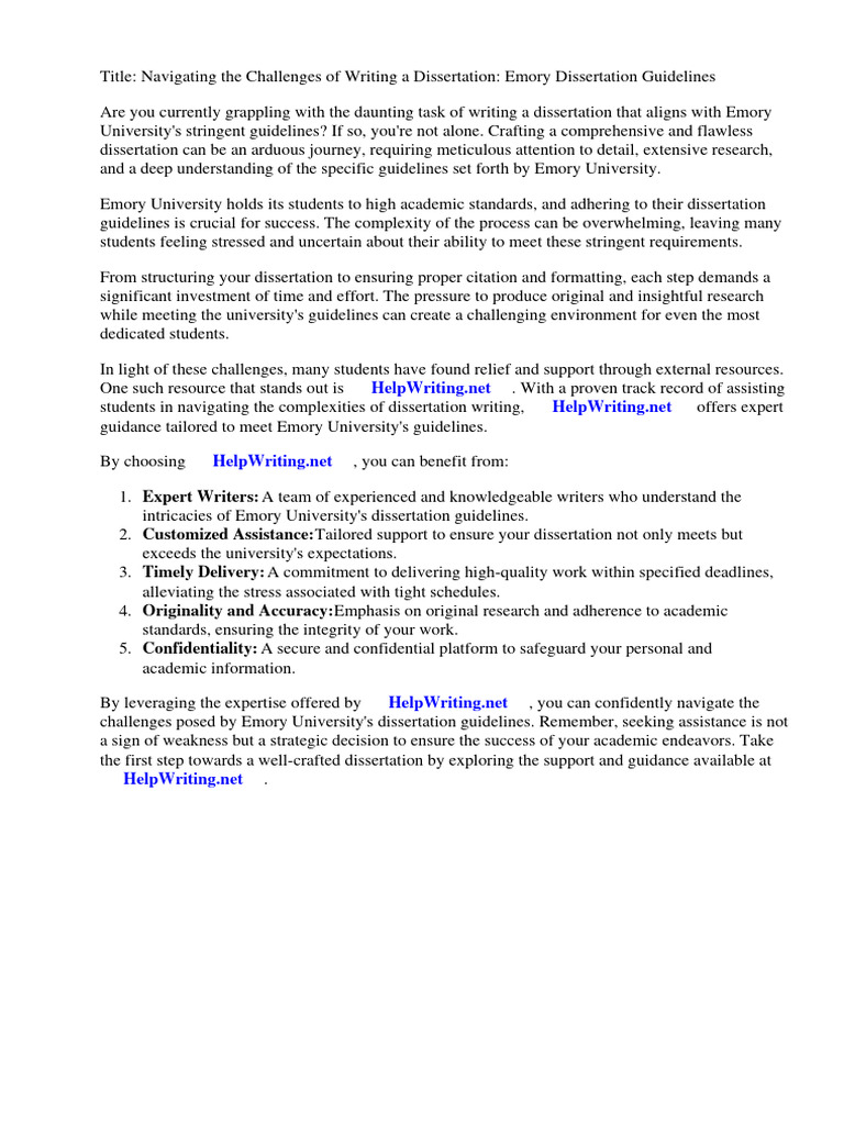 Emory Dissertation Guidelines | PDF | Thesis | Essays