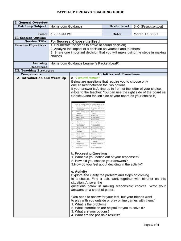 Homeroom ED - CATCH UP FRIDAY | PDF | Cognition | Learning