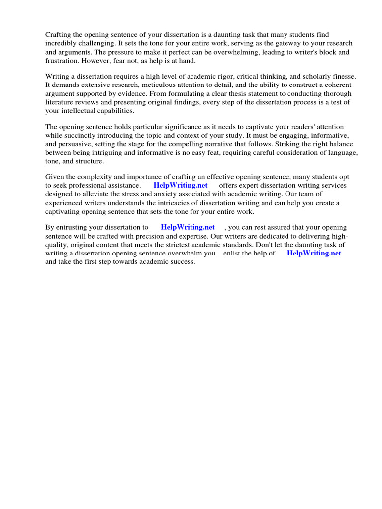 Dissertation Opening Sentence | PDF | Thesis | Essays