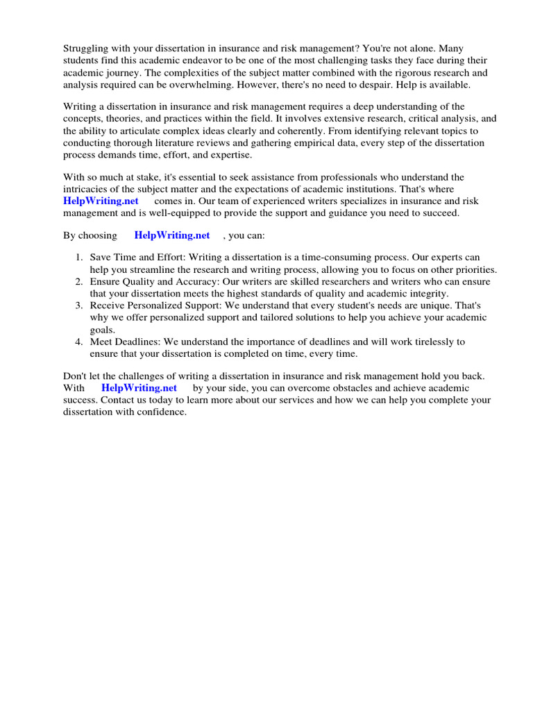 Dissertation Topics in Insurance and Risk Management | PDF | Risk ...