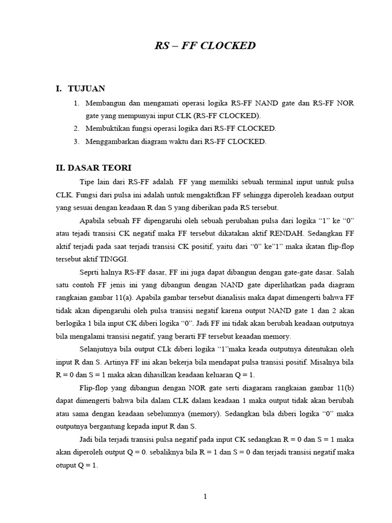 Operasi RS-FF Clocked dengan NAND/NOR | PDF