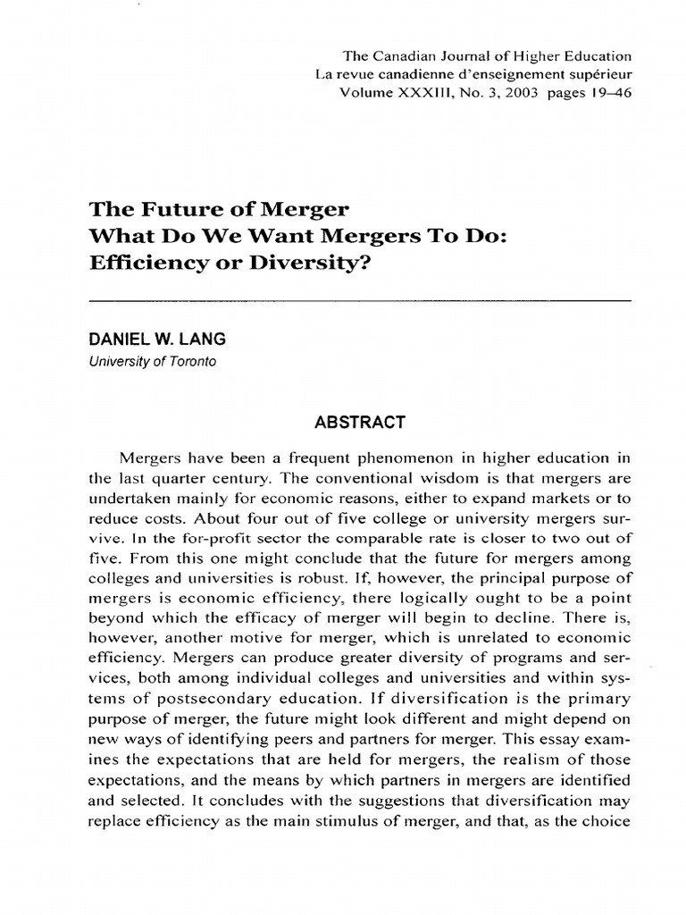 The Future of Merger What Do We Want Mergers To Do-Efficiency or ...