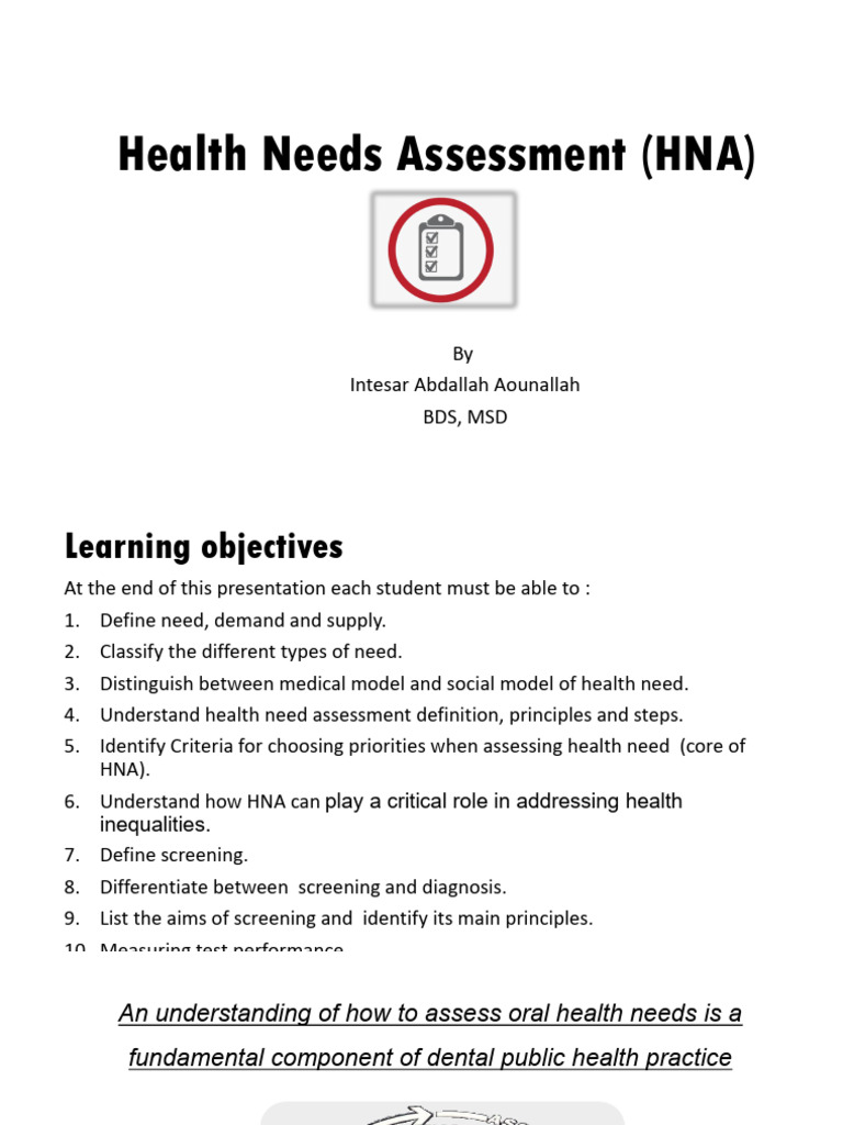 Health Needs Assessment | Download Free PDF | Screening (Medicine ...