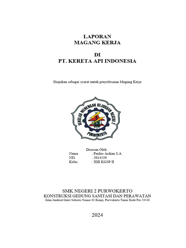 Laporan Magang di PT Kereta Api Indonesia | PDF