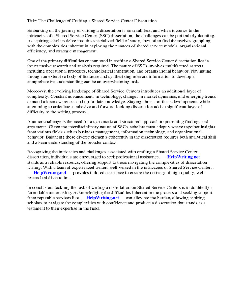 Shared Service Center Dissertation | PDF | Cloud Computing | Customer Satisfaction