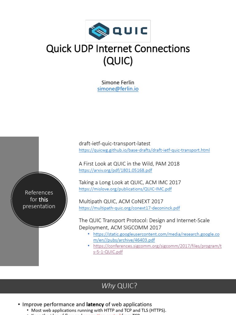 2018 Jan25 Quic Sferlin Slide | PDF | Transmission Control Protocol | Transport Layer Security