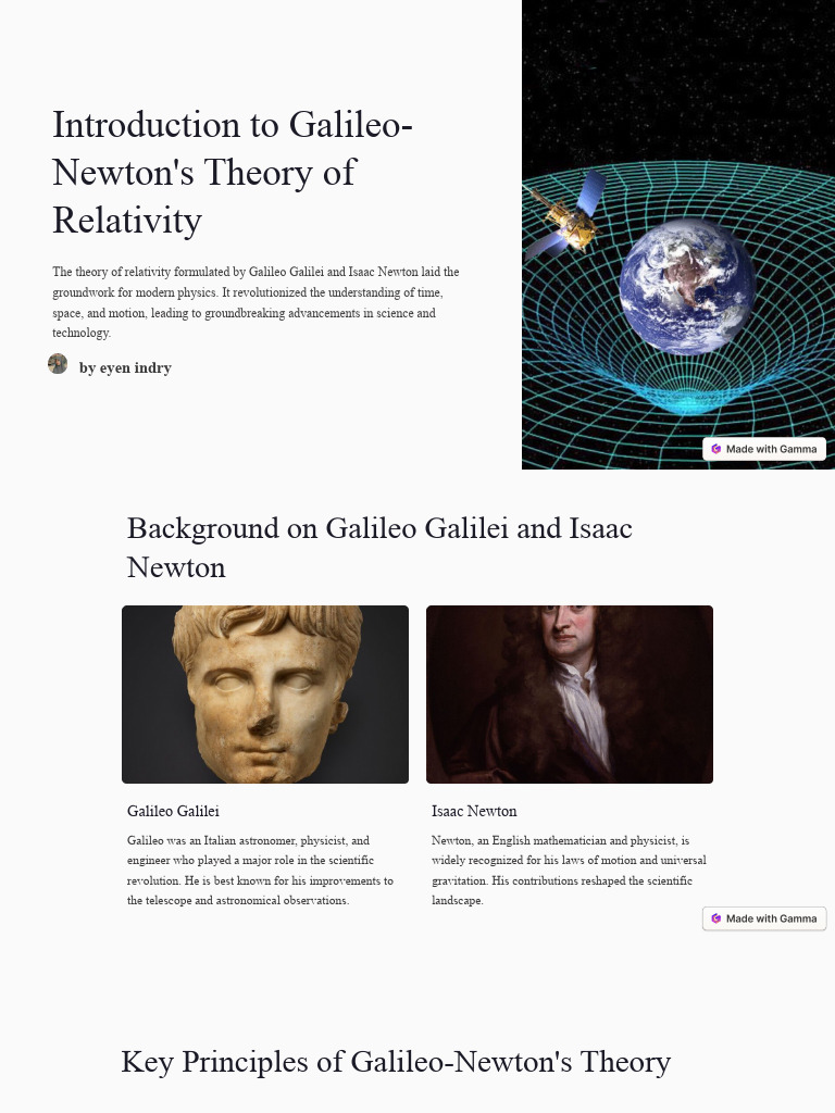 Galileo Newtons Theory of Relativity | PDF | Theory Of Relativity | Newton's Laws Of Motion
