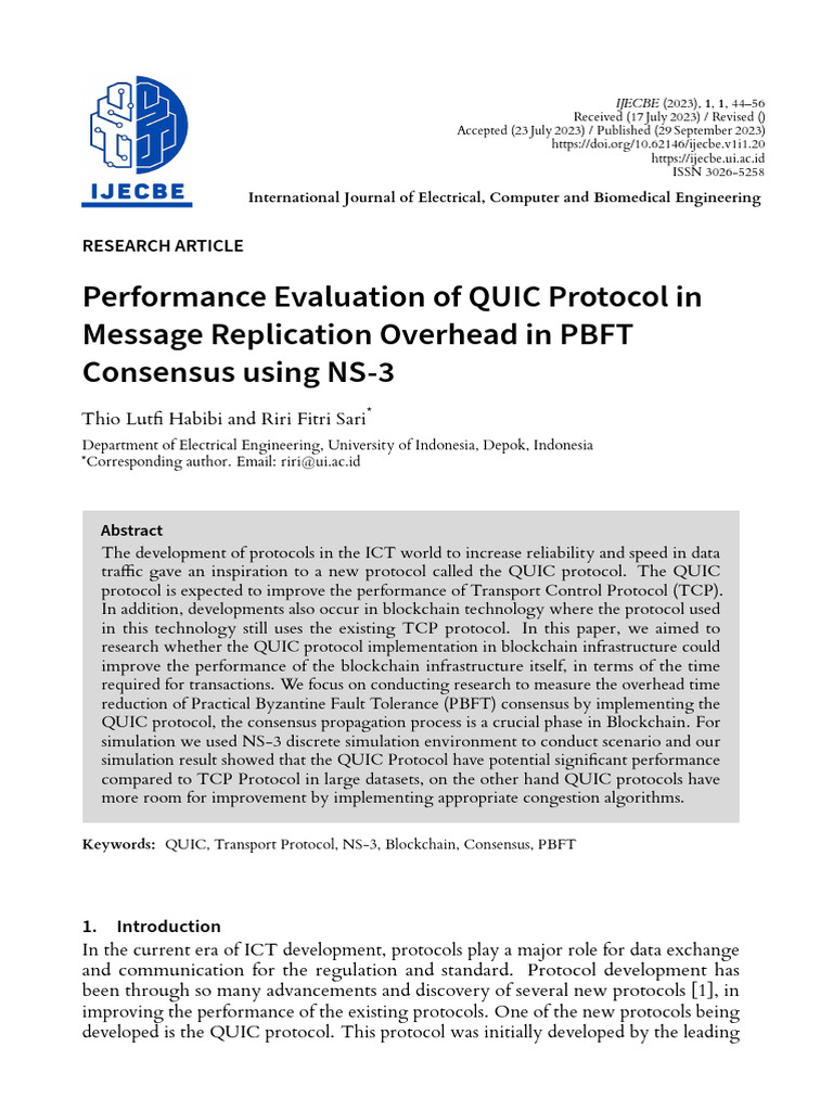 01 05 Performance Evaluation of QUIC Protocol in Message Replication Overhead in PBFT Consensus ...