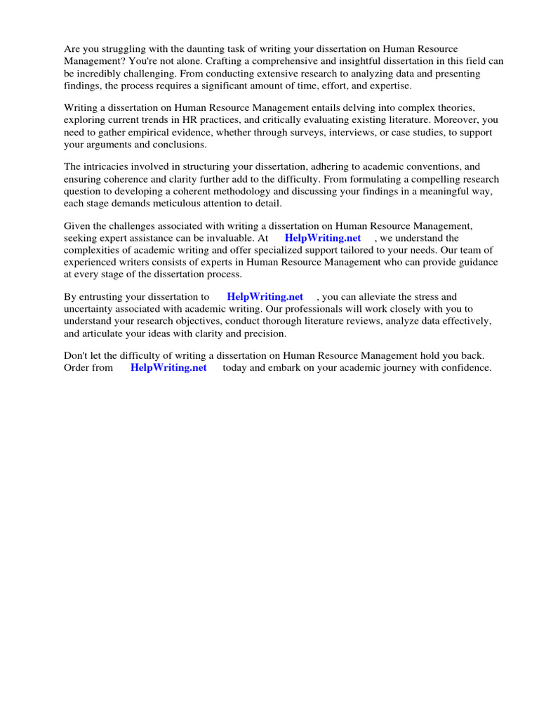 Dissertation On Human Resource Management | PDF | Human Resource ...