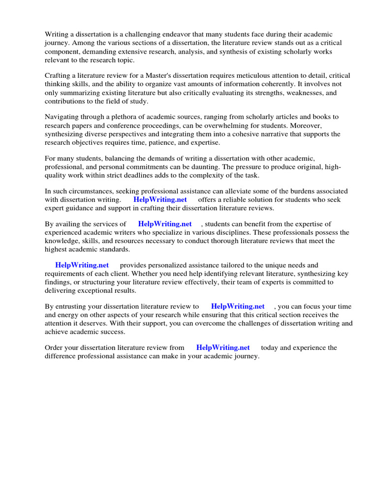 Ma Dissertation Literature Review Example | PDF | Thesis | Literature Review