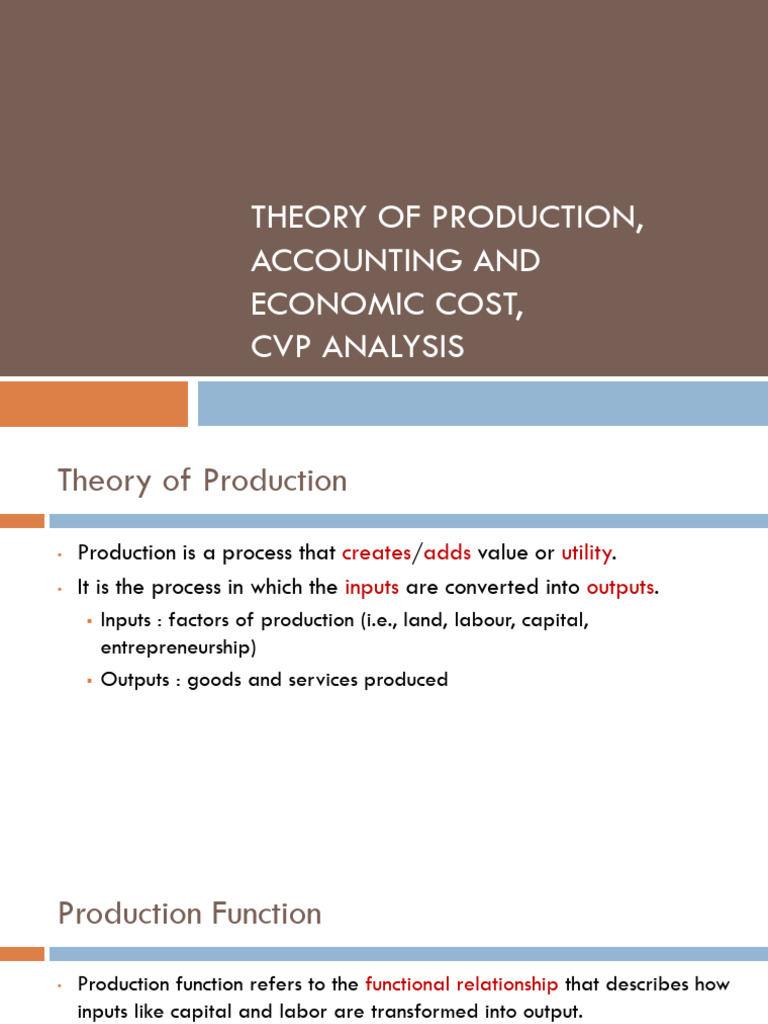 6 Theory Of Production Accounting And Economic Cost Notes 1 Pdf Long Run And Short