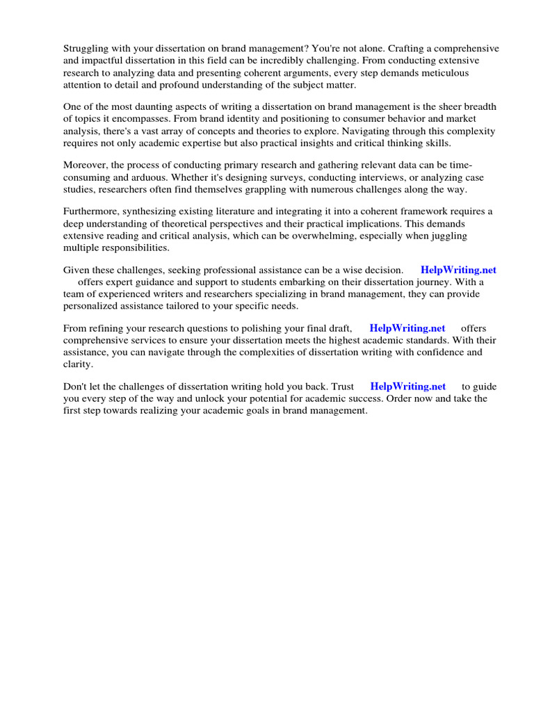 Dissertation Brand Management | Download Free PDF | Brand | Marketing