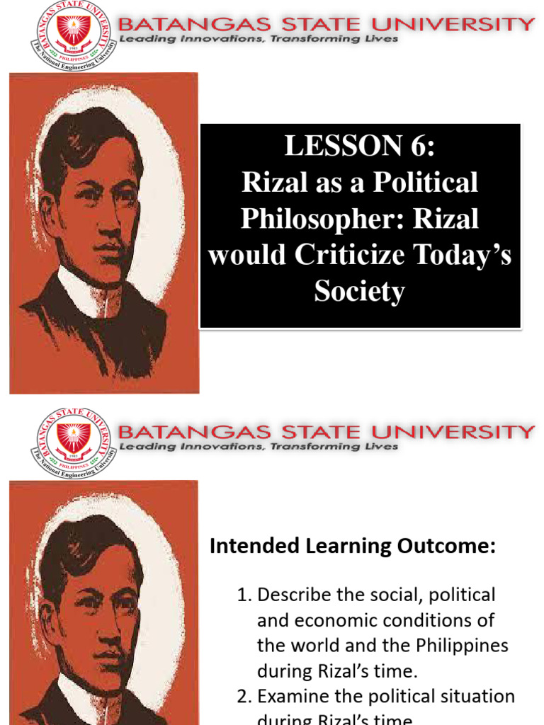 Lesson 6-Rizal As A Political Philosopher - (Rizal Would Criticize Today's Society) | PDF ...