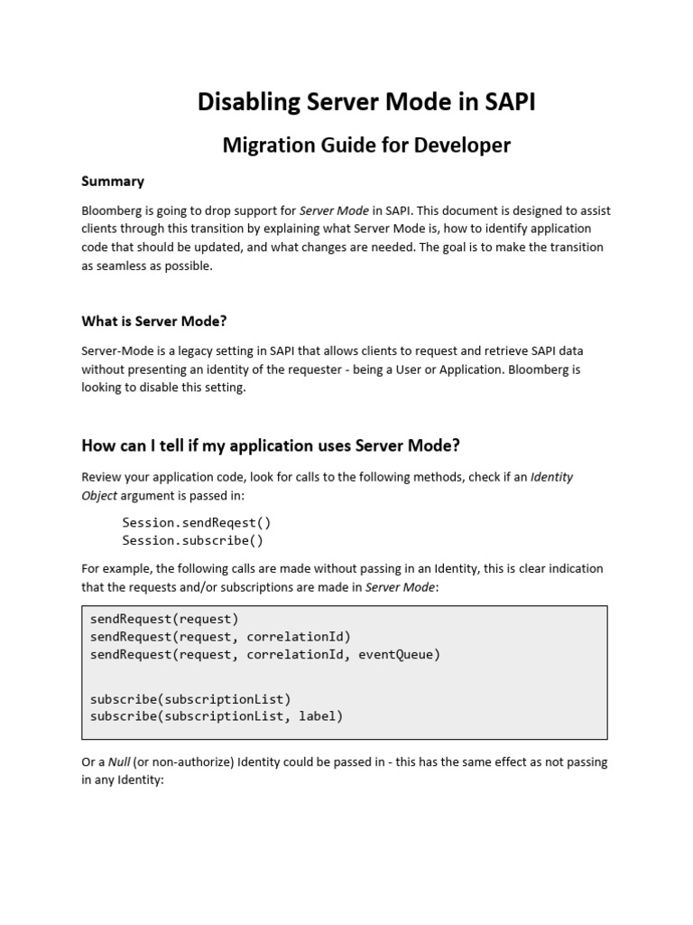 SAPI Server Mode Transition Guide | PDF | Server (Computing) | Port ...