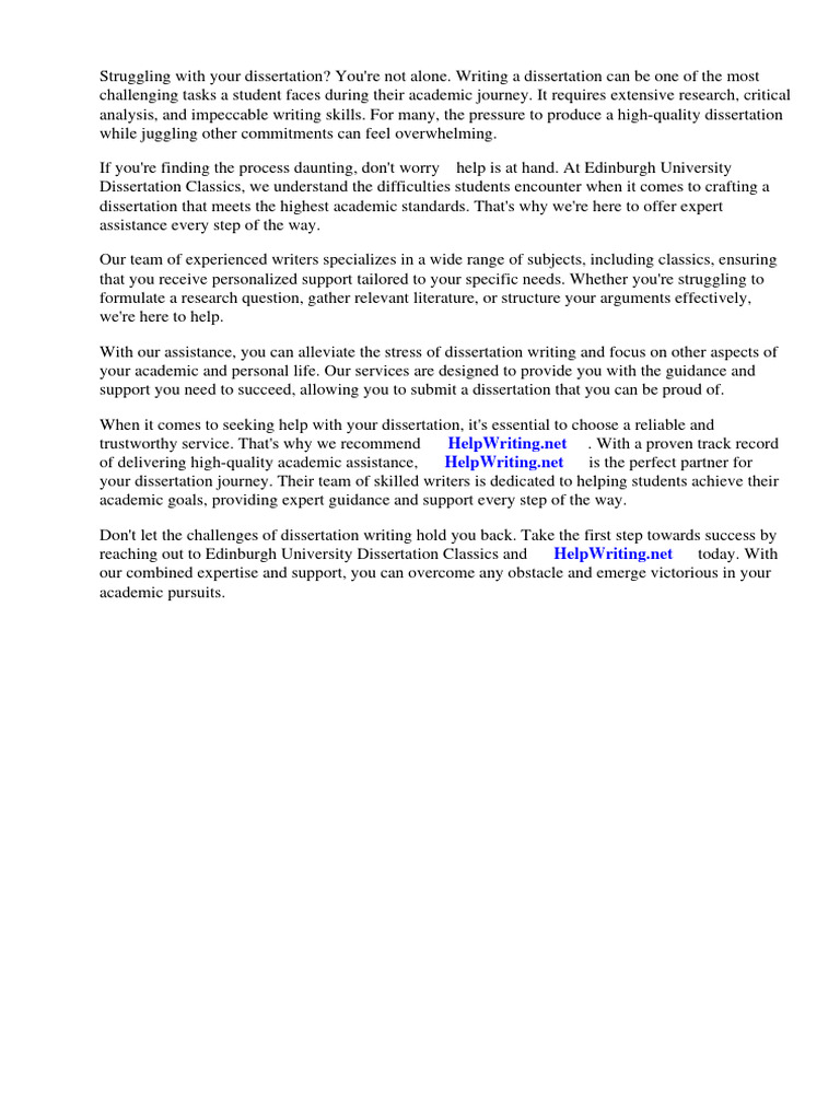 Edinburgh University Dissertation Classics | PDF | Thesis | Doctor Of Philosophy