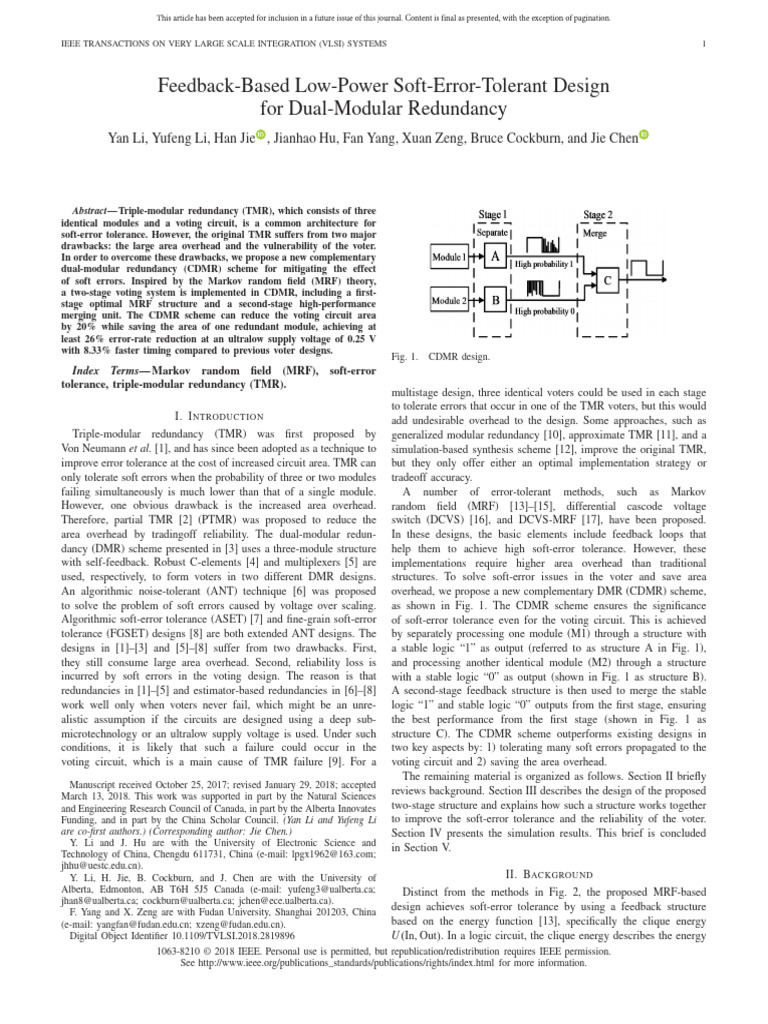 Feedback-Based Low-Power Soft-Error-Tolerant Design For Dual-Modular Redundancy | PDF | Feedback ...