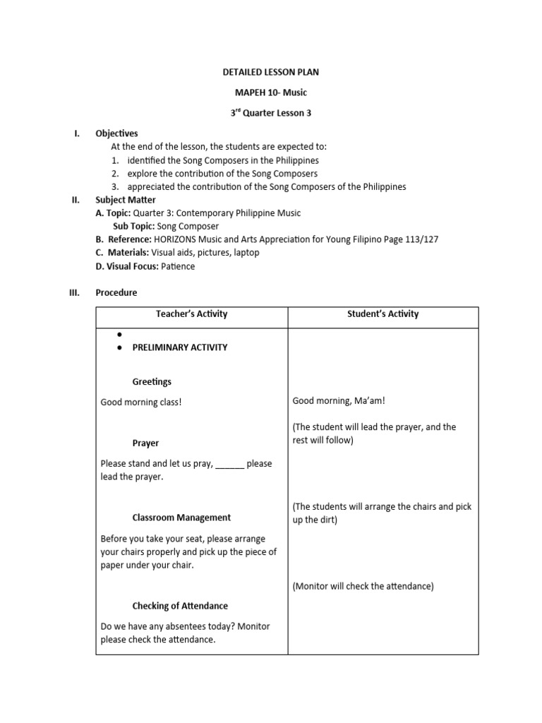 DLP GRADE 10 Music Lesson 3 Quarter 3 | PDF | Performing Arts