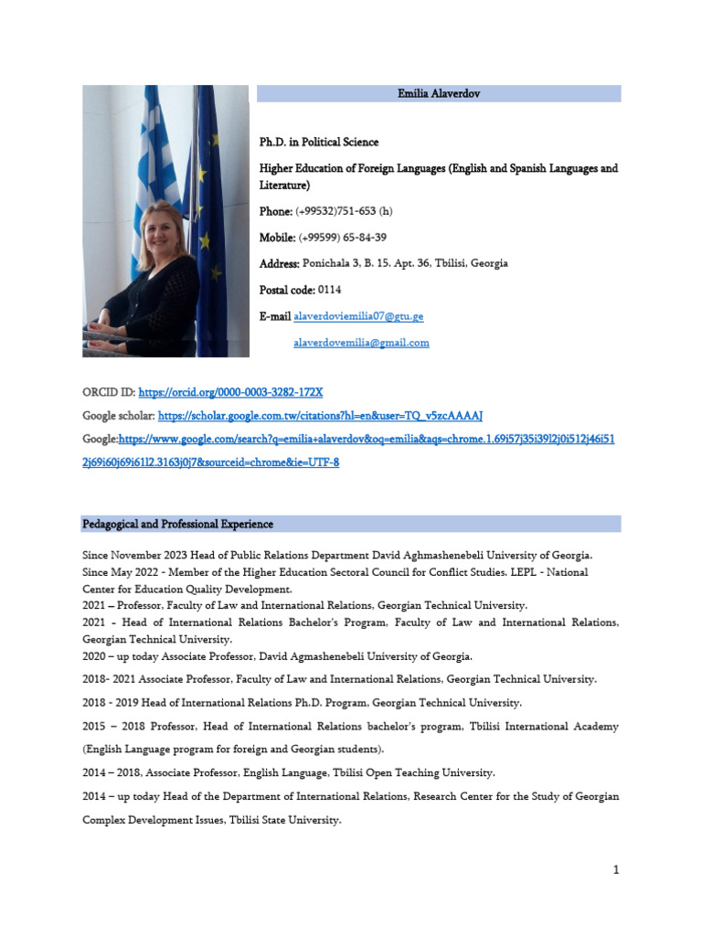 Emilia Alaverdov CV Eng | Download Free PDF | Georgia (Country) | Refugee