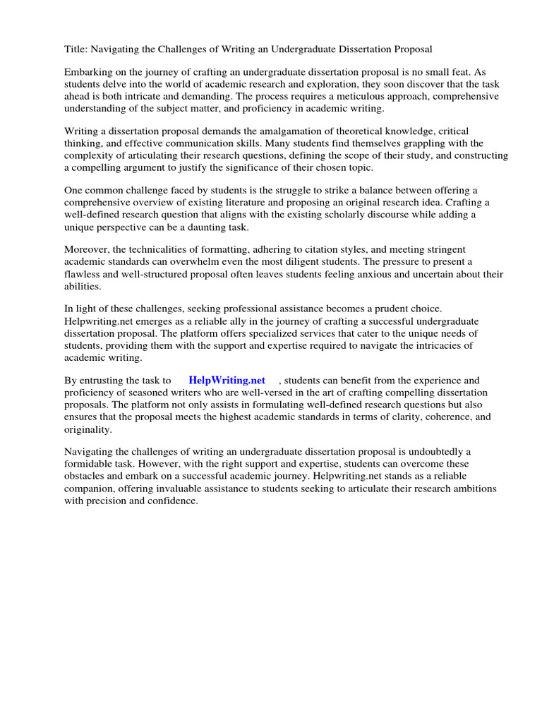 Example Undergraduate Dissertation Proposal | PDF | Thesis | Essays