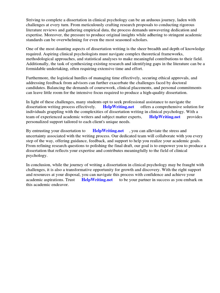 Dissertation Clinical Psychology | PDF | Clinical Psychology ...