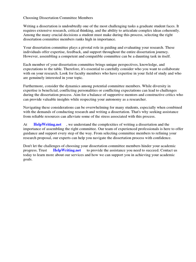 Choosing Dissertation Committee Members | PDF | Thesis | Expert